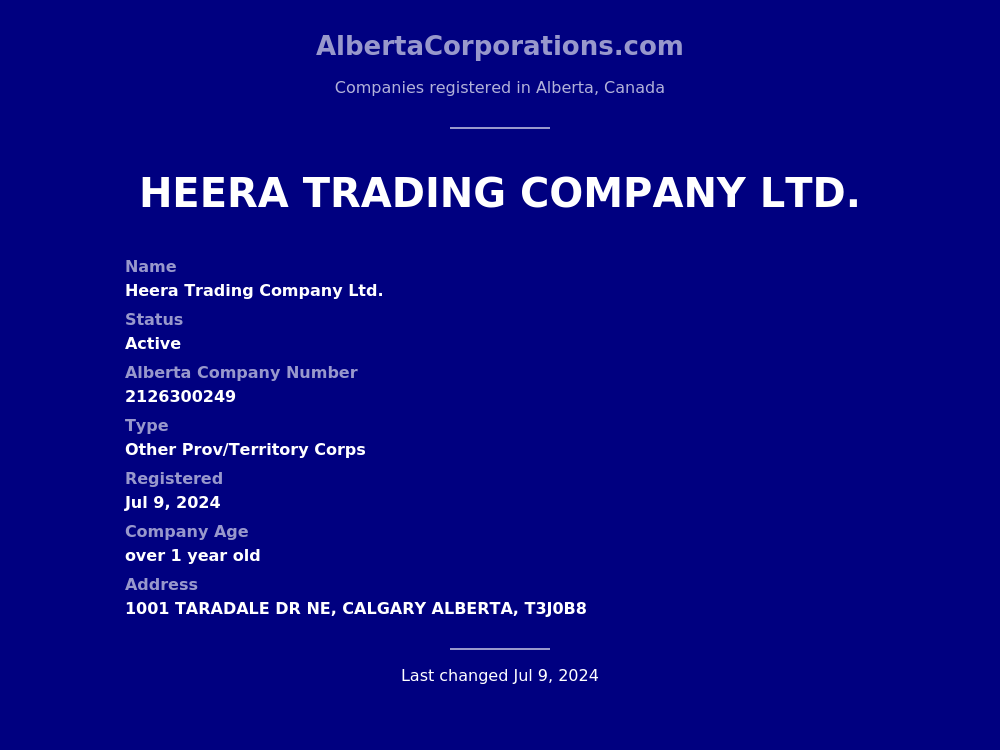 Heera Trading Company Ltd. | Calgary | Alberta