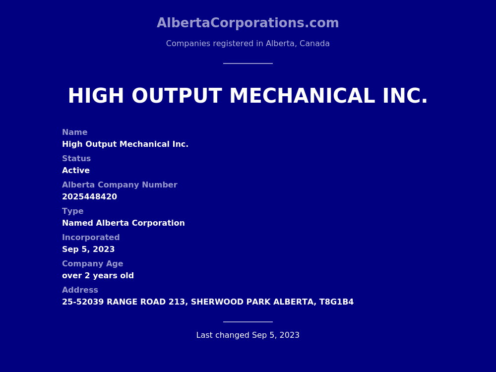 High Output Mechanical Inc. | Sherwood Park | Alberta
