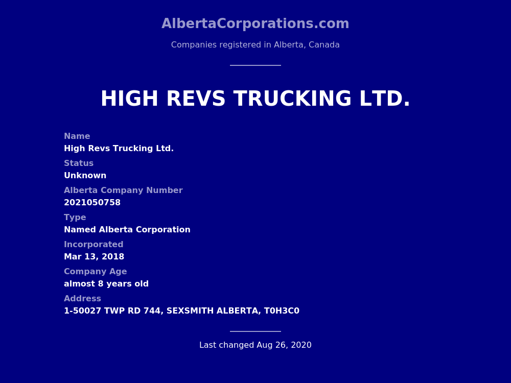 High Revs Trucking Ltd. | Sexsmith | Alberta