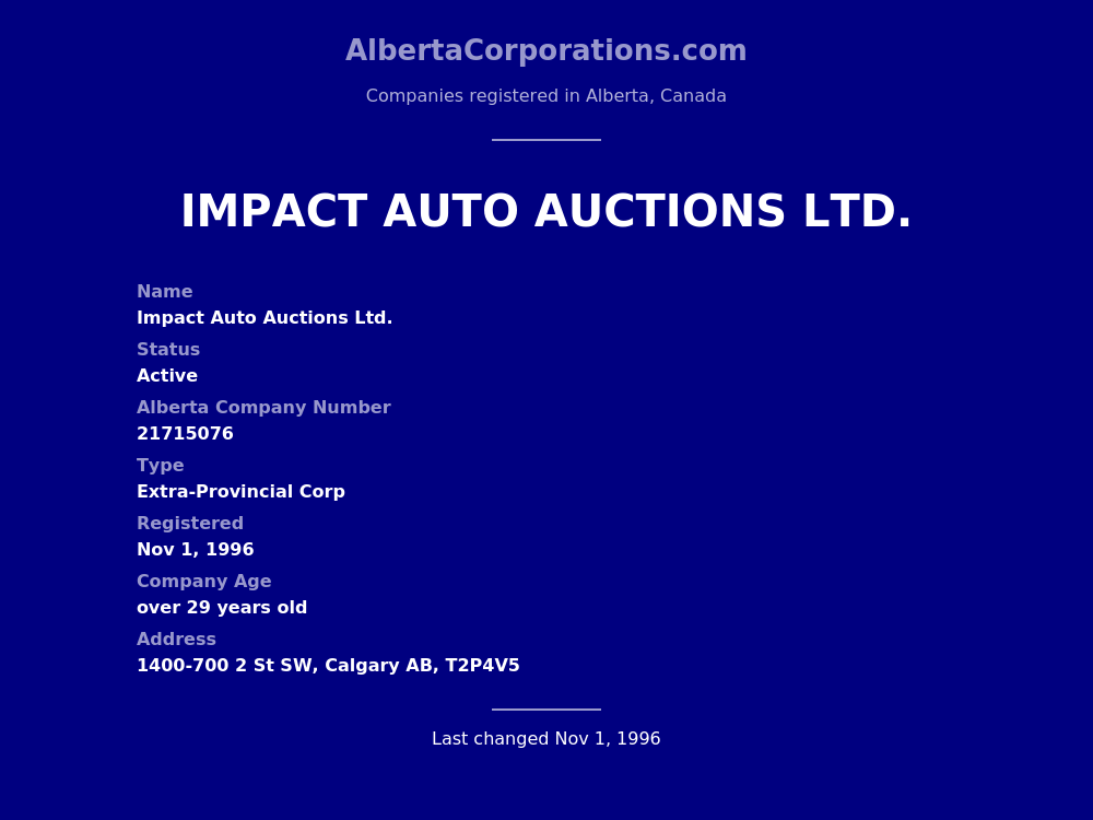 Impact Auto Auctions Ltd. | Calgary | Alberta
