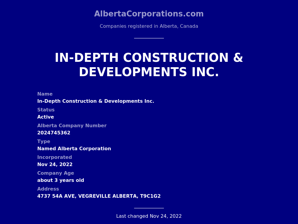 In-Depth Construction & Developments Inc. | Alberta