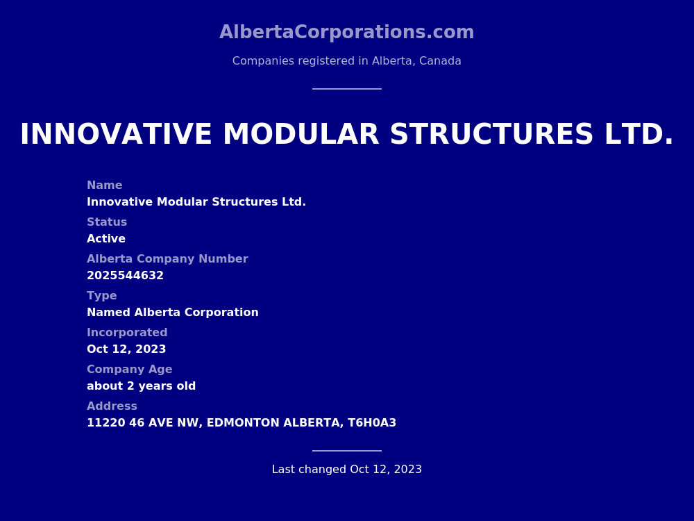 Innovative Modular Structures Ltd. | Edmonton | Alberta