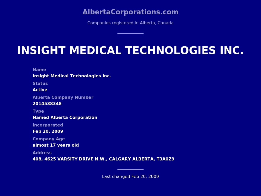 Insight Medical Technologies Inc. | Calgary | Alberta