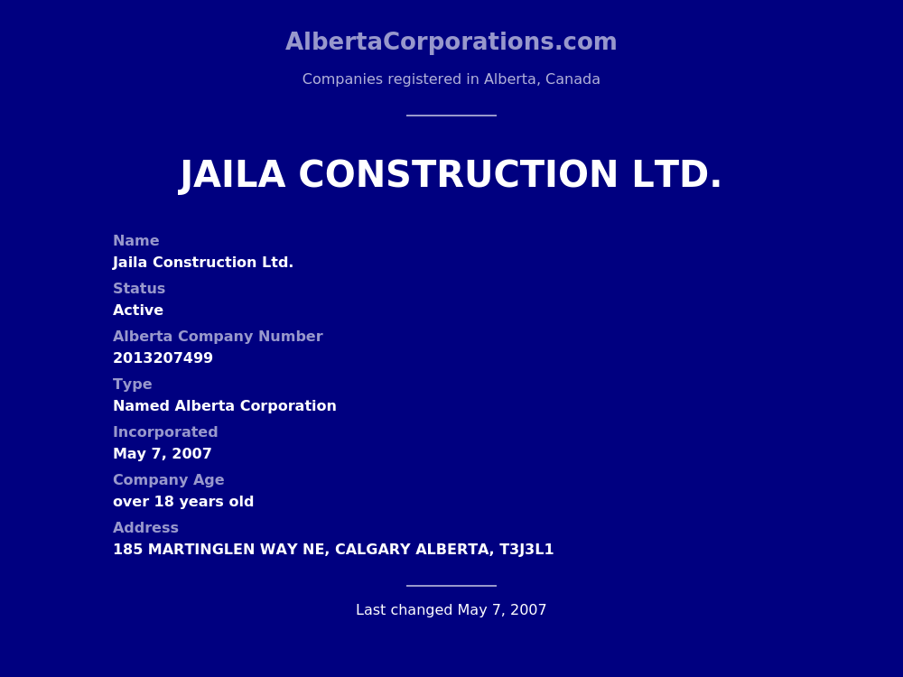 Jaila Construction Ltd. | Calgary | Alberta