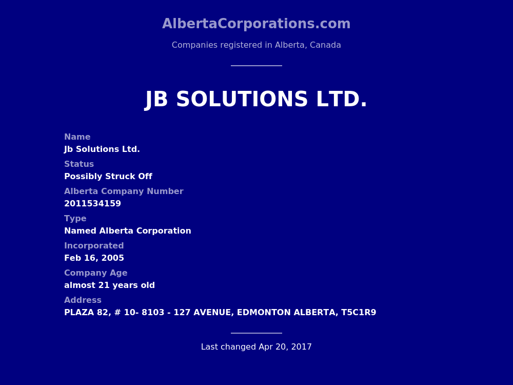Jb Solutions Ltd. | Edmonton | Alberta