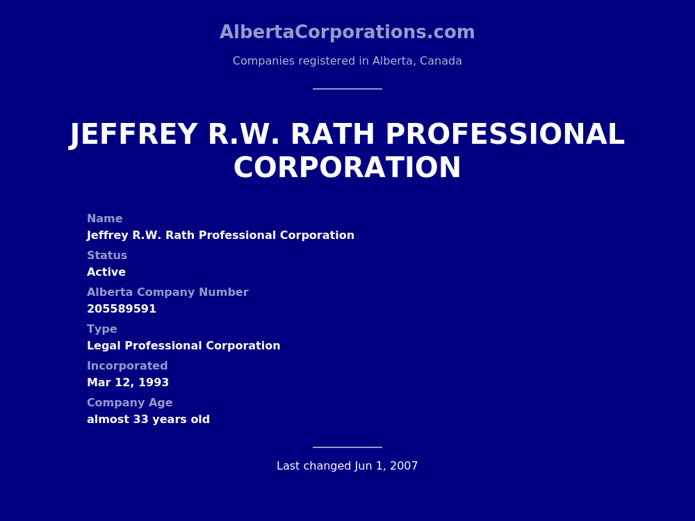 Jeffrey R.W. Rath Professional Corporation | Alberta