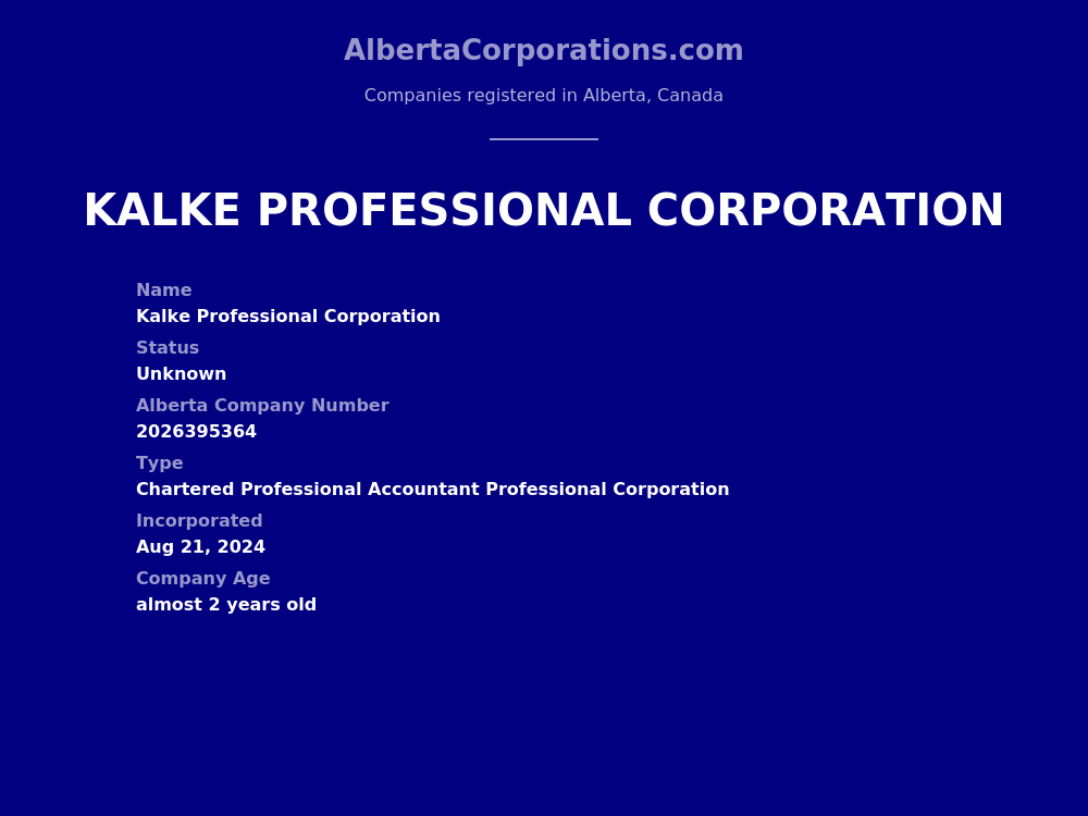 Kalke Professional Corporation | Alberta