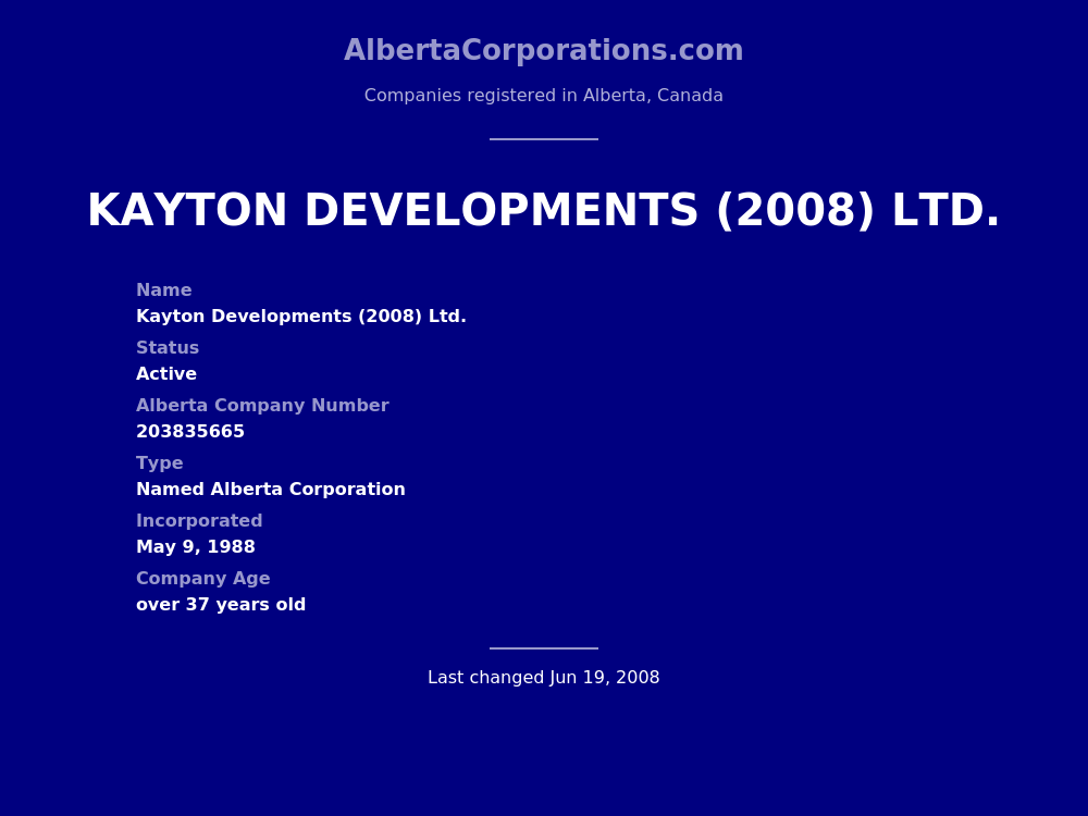 Kayton Developments (2008) Ltd. | Alberta