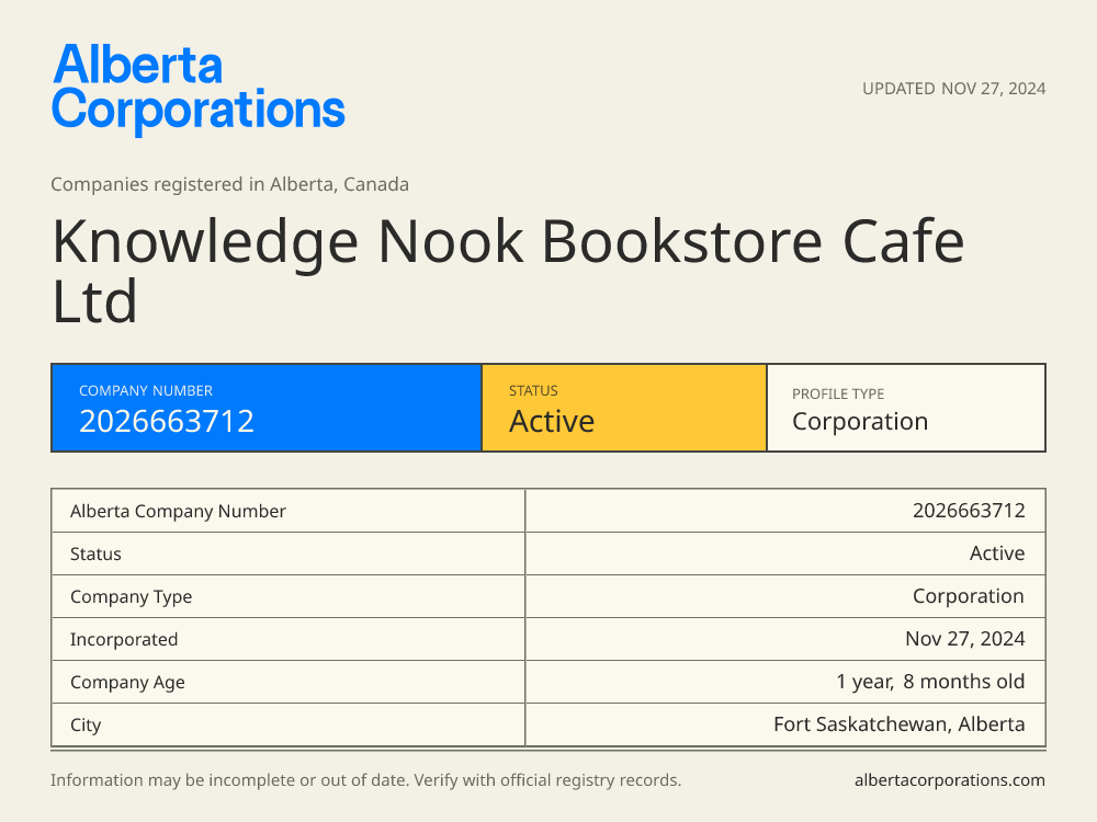 Knowledge Nook Bookstore Cafe Ltd. | Alberta