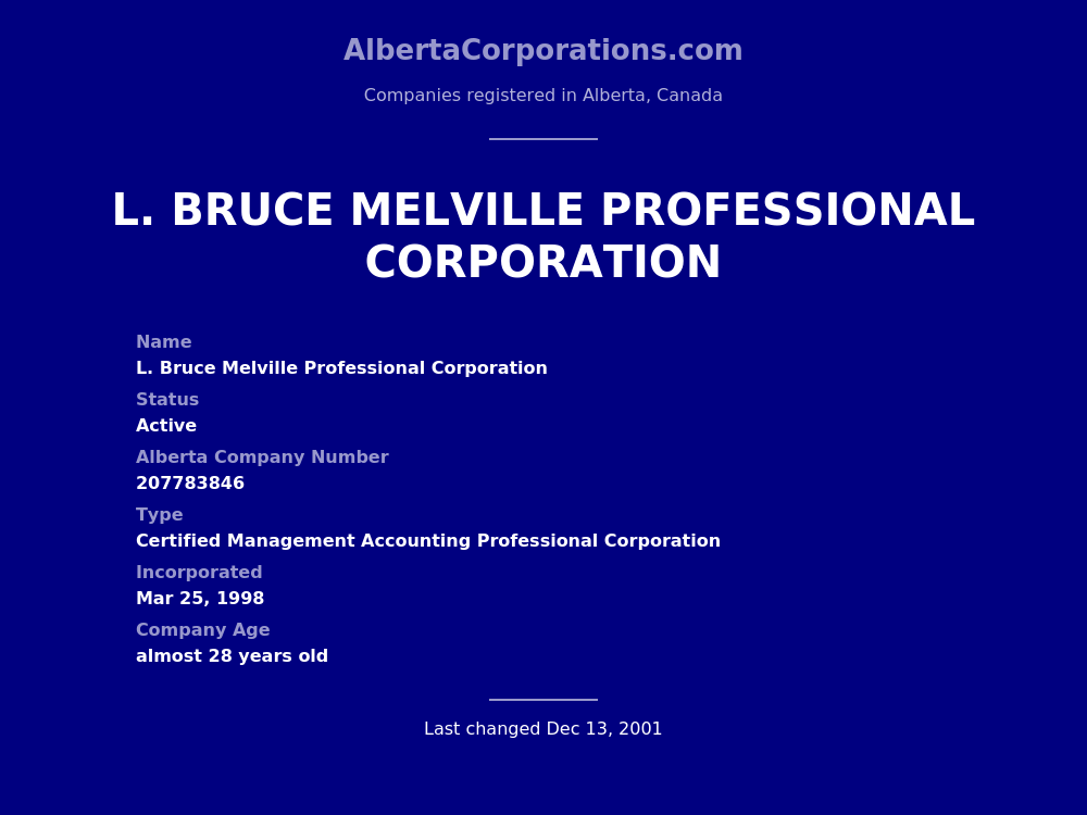 L. Bruce Melville Professional Corporation | Alberta