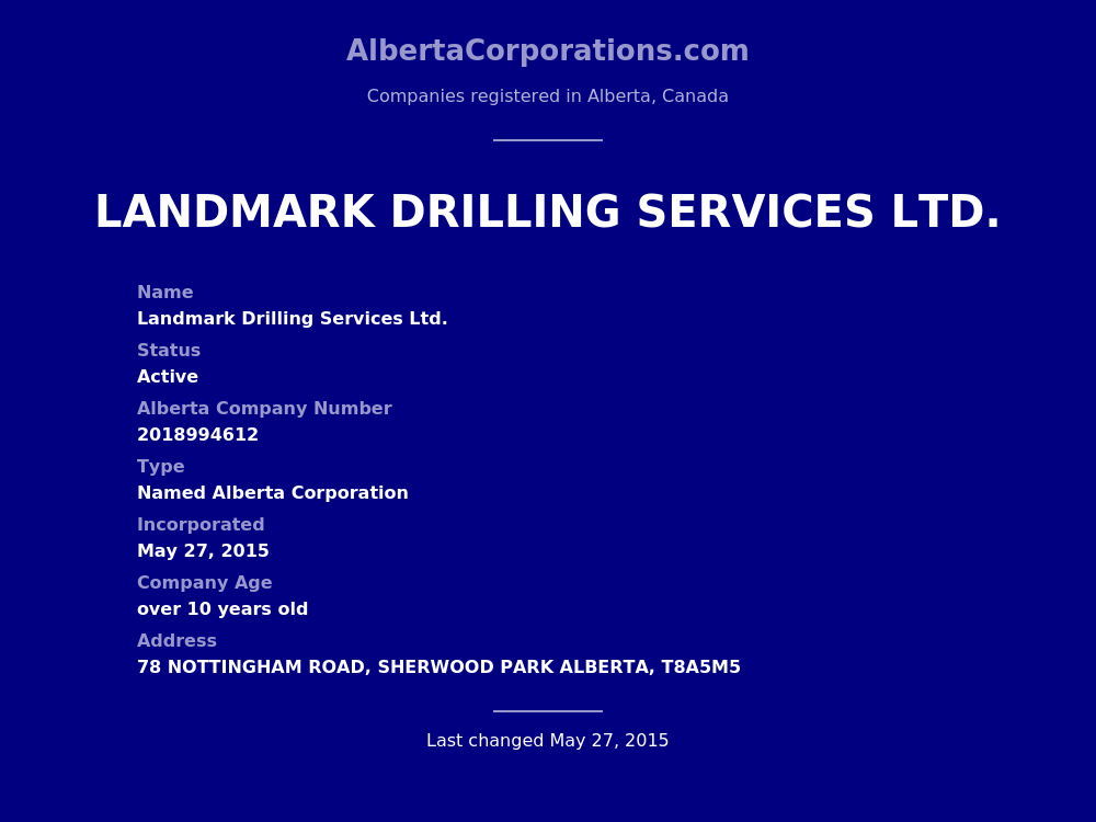 Landmark Drilling Services Ltd. | Sherwood Park | Alberta