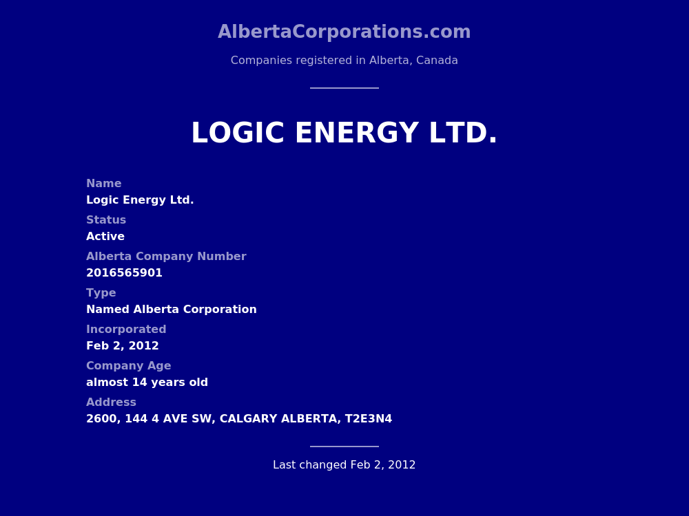 Logic Energy Ltd. | Calgary | Alberta