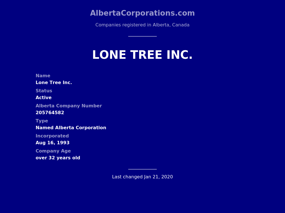 Lone Tree Inc. | Alberta