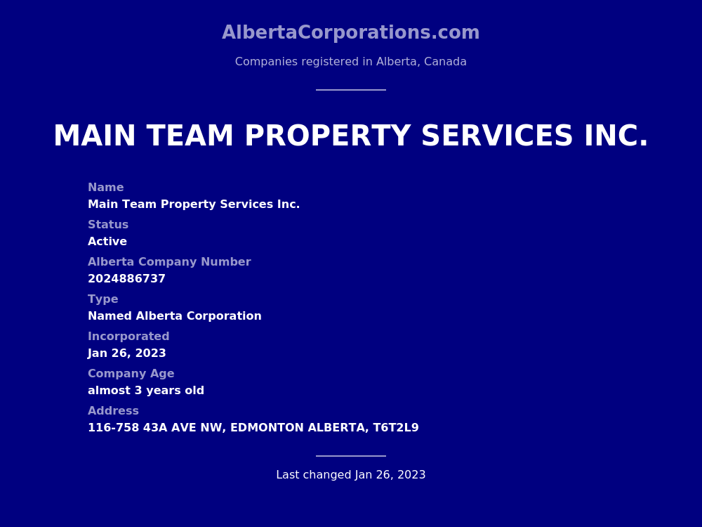Main Team Property Services Inc. | Edmonton | Alberta