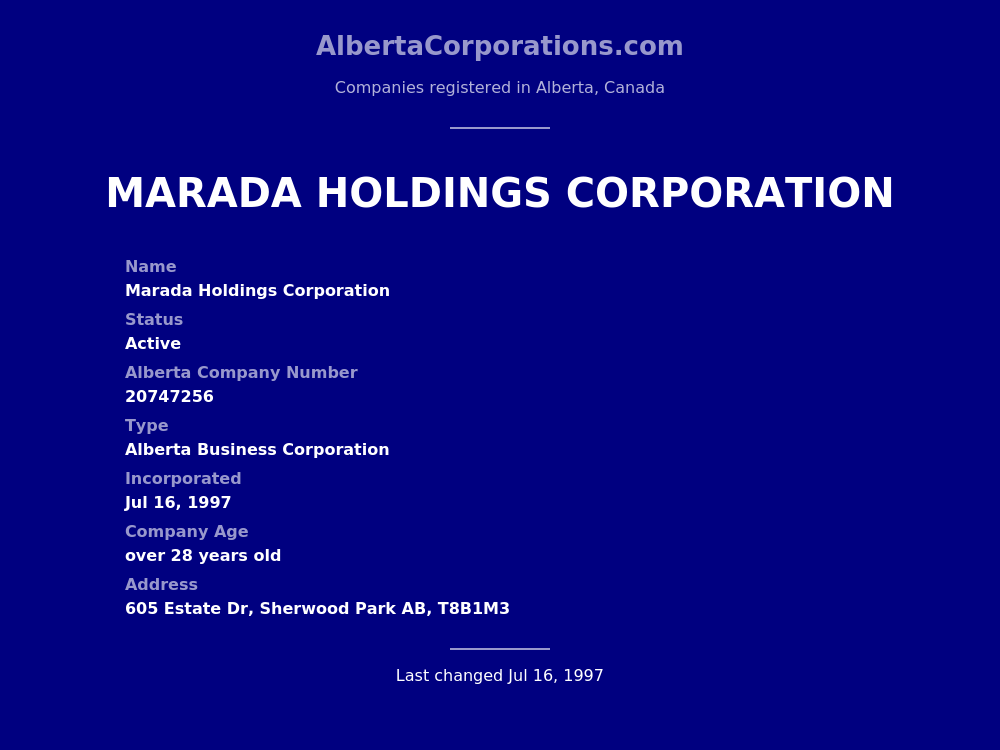 Marada Holdings Corporation | Sherwood Park | Alberta