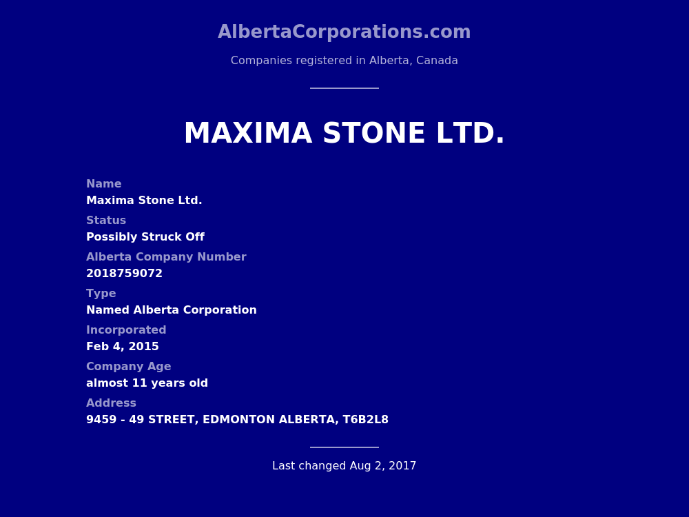 Maxima Stone Ltd. | Edmonton | Alberta