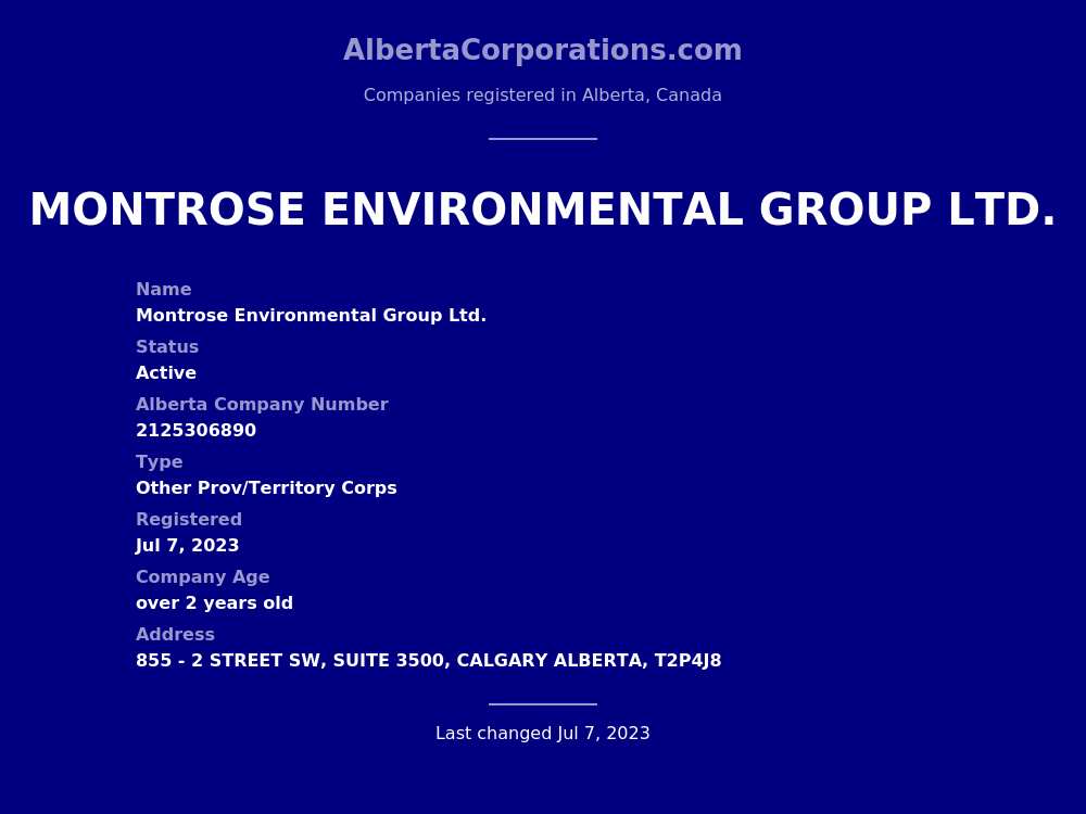 Montrose Environmental Group Ltd. | Calgary | Alberta