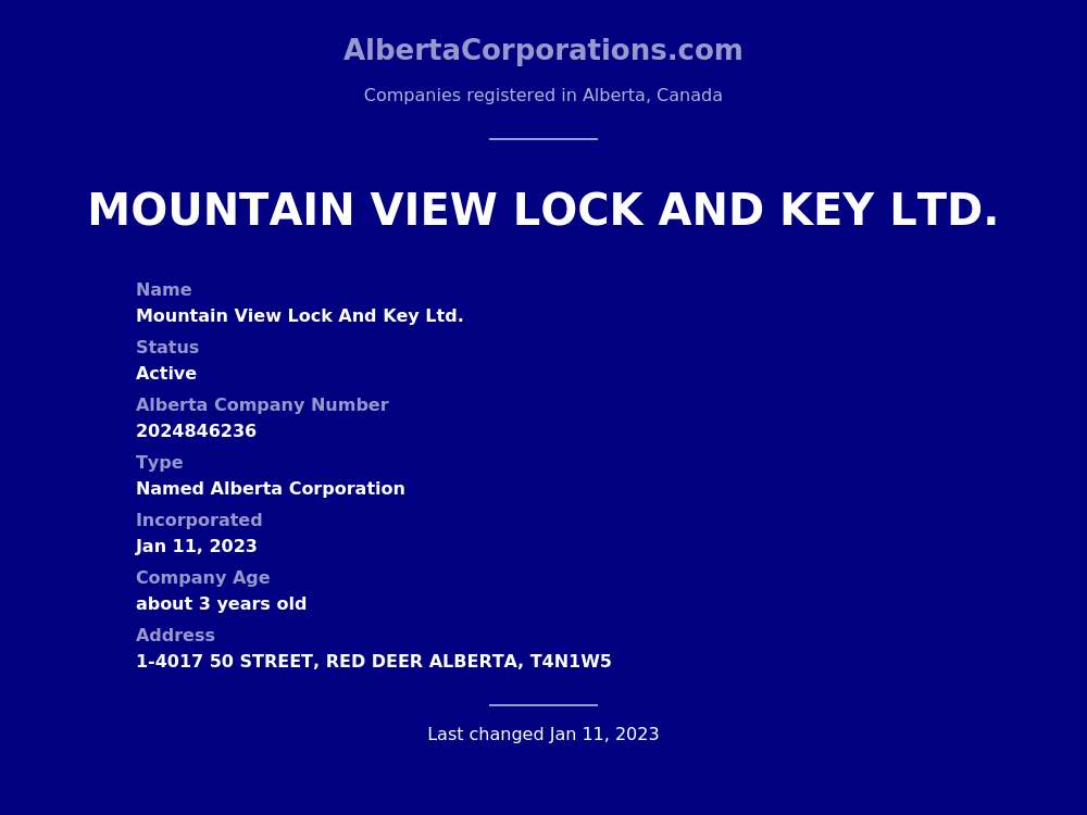 Mountain View Lock And Key Ltd. | Red Deer | Alberta