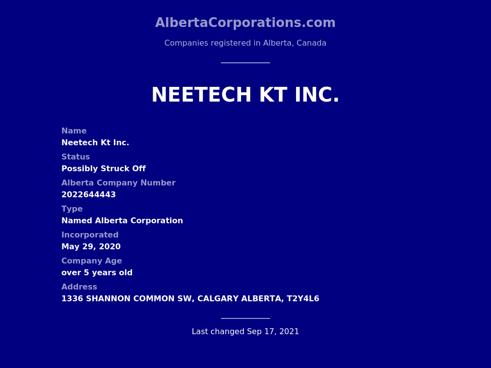Neetech Kt Inc. | Calgary | Alberta