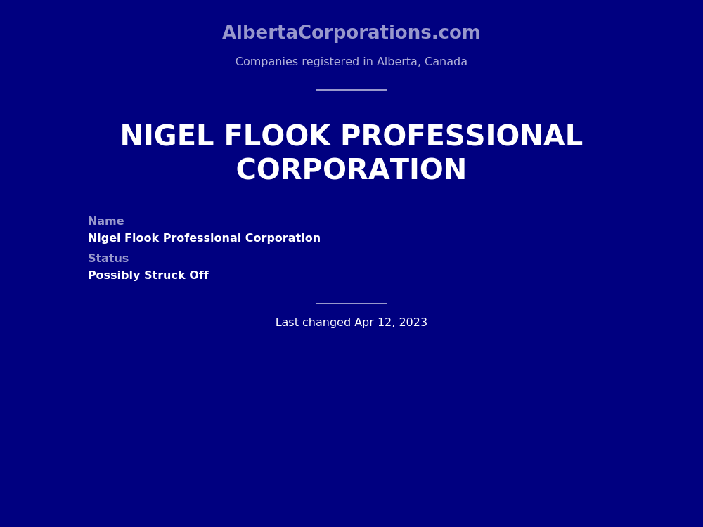 Nigel Flook Professional Corporation | Alberta