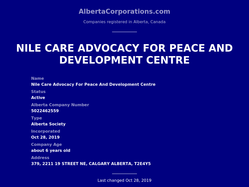Nile Care Advocacy For Peace And Development Centre | Alberta