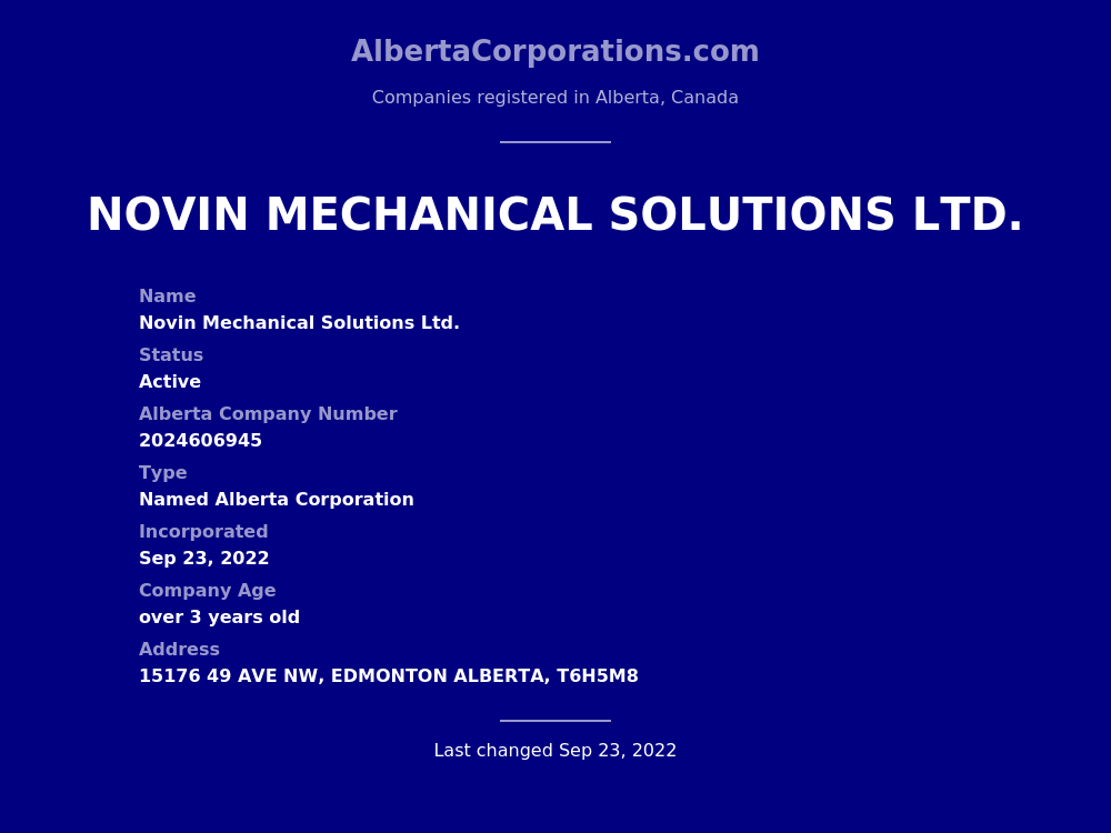 Novin Mechanical Solutions Ltd. | Edmonton | Alberta