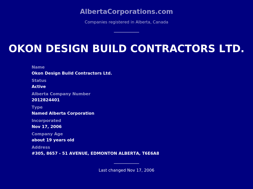 Okon Design Build Contractors Ltd. | Edmonton | Alberta