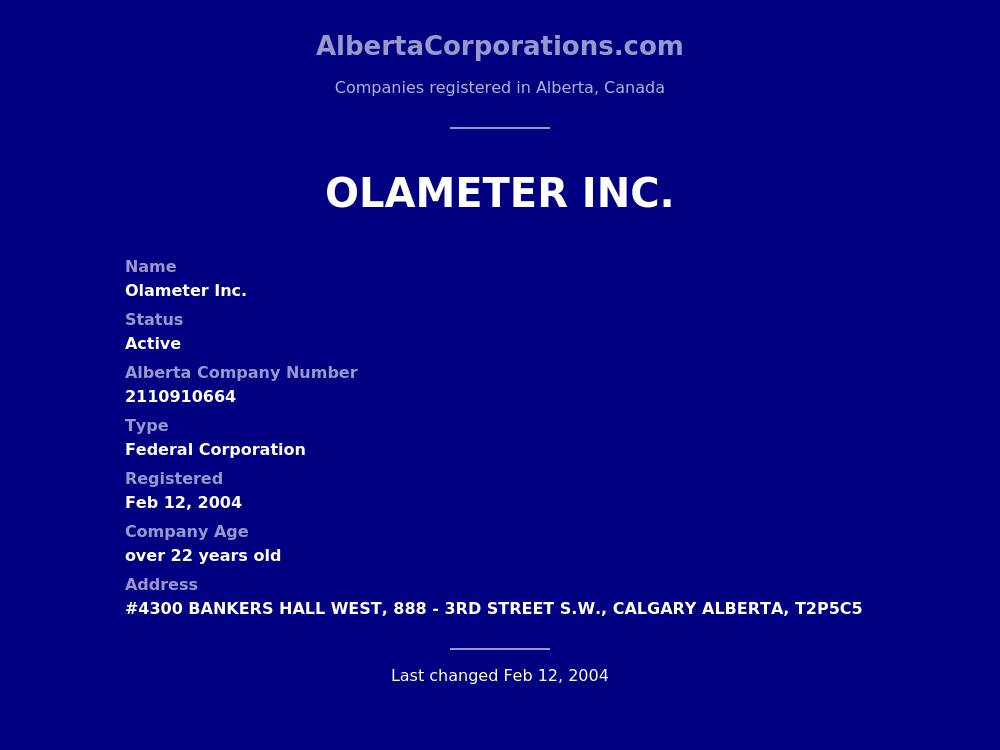 Olameter Inc. | Calgary | Alberta