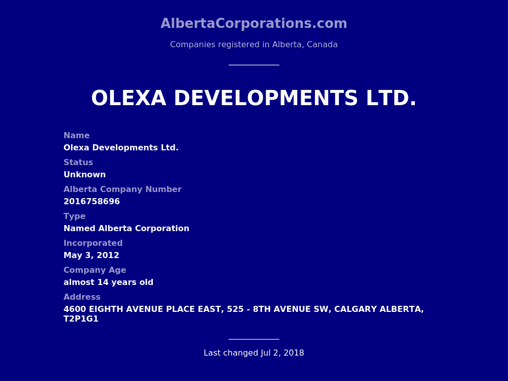 Olexa Developments Ltd. | Calgary | Alberta