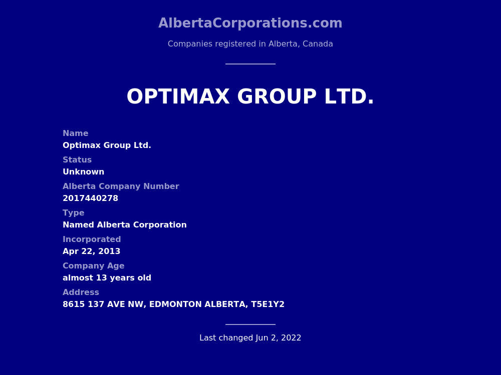 Optimax Group Ltd. | Edmonton | Alberta