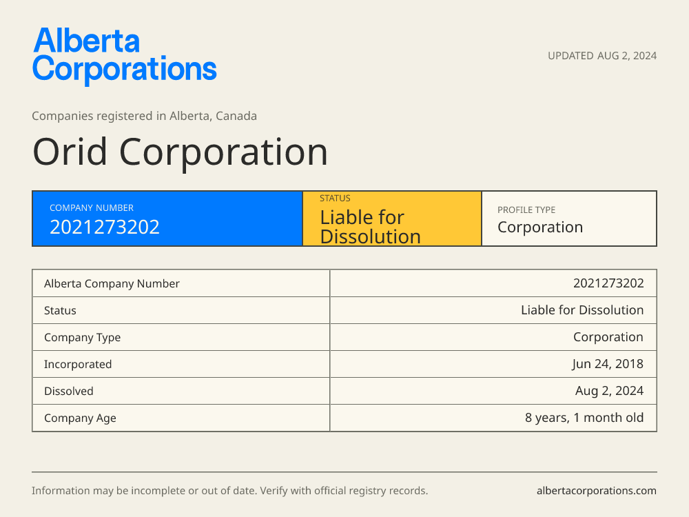 Orid Corporation | Calgary | Alberta