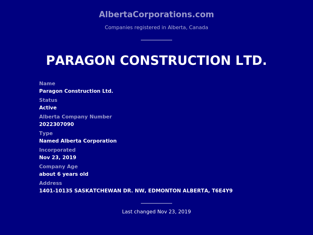 Paragon Construction Ltd. | Edmonton | Alberta