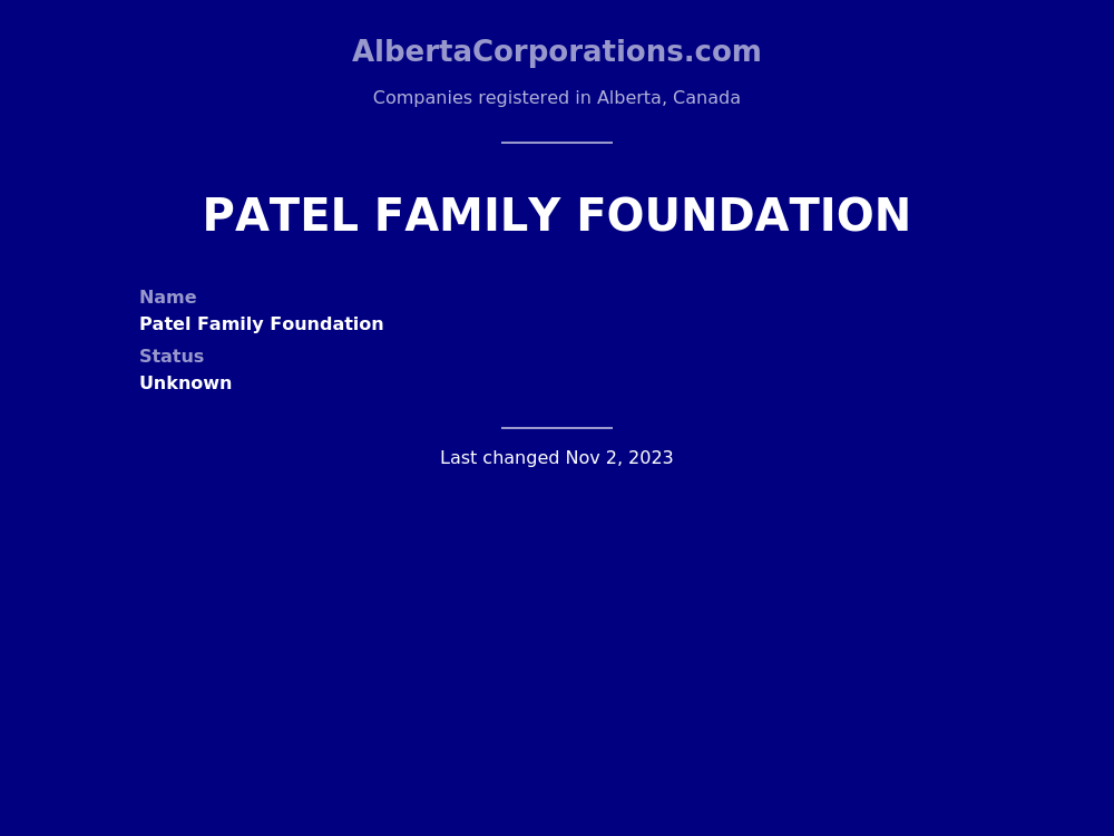 Patel Family Foundation | Alberta