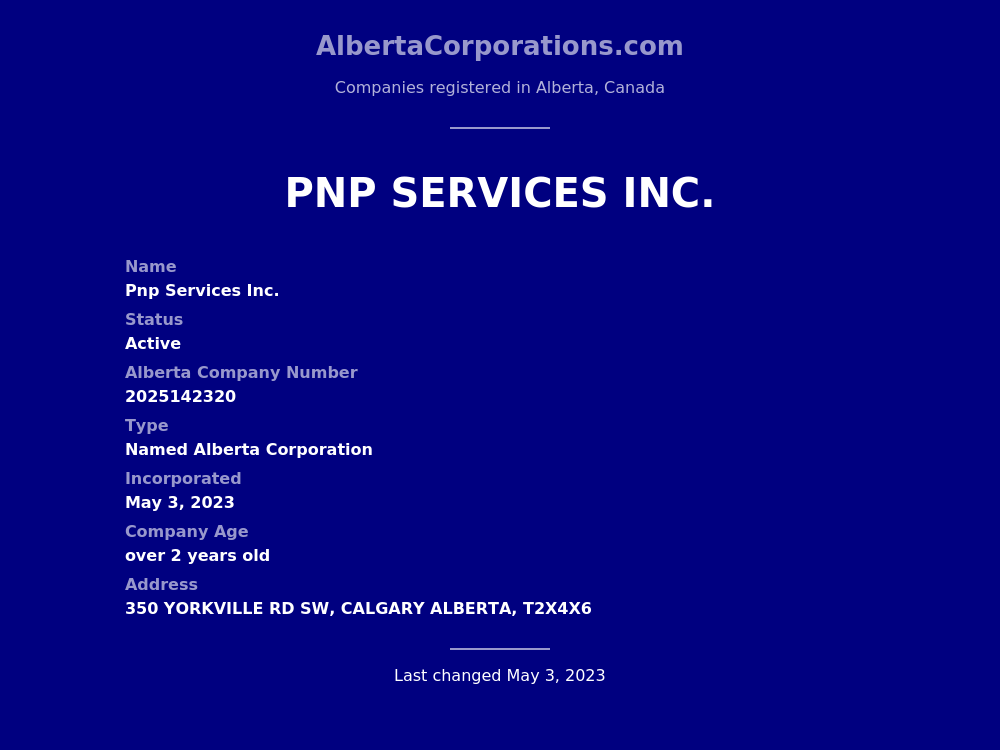Pnp Services Inc. | Calgary | Alberta
