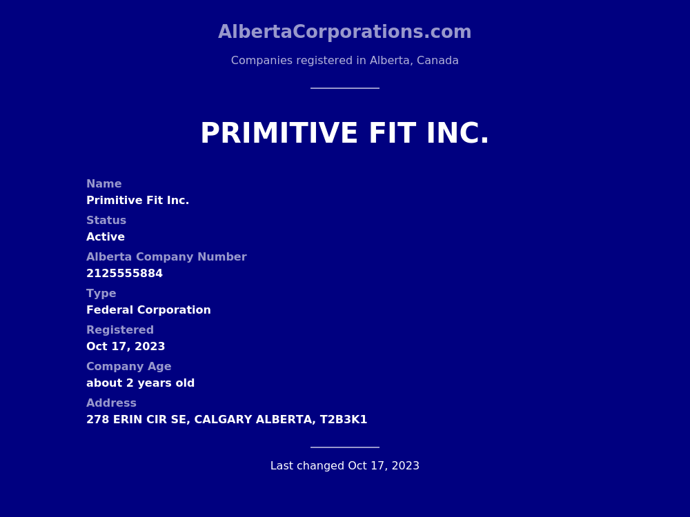 Primitive Fit Inc. | Calgary | Alberta