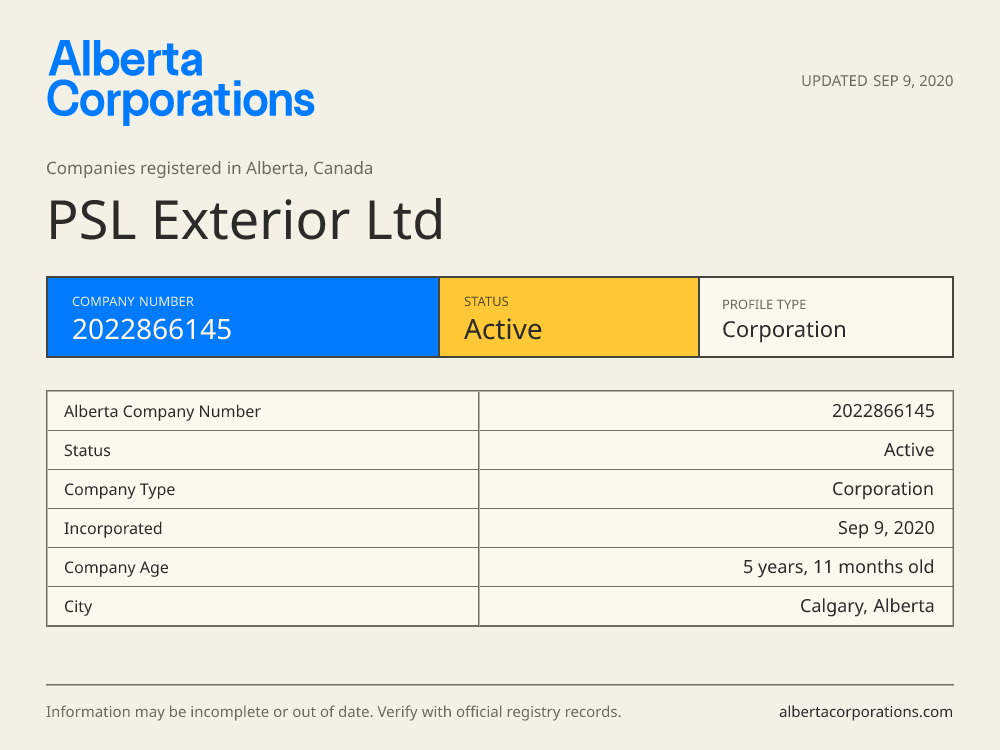 Psl Exterior Ltd. | Calgary | Alberta