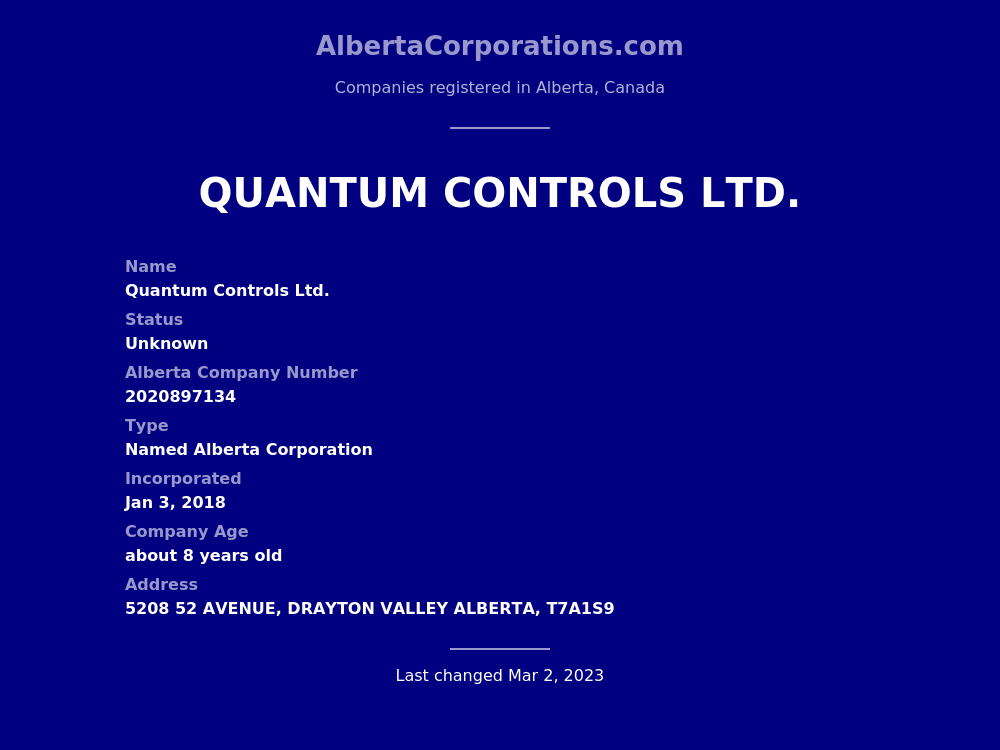 Quantum Controls Ltd. | Drayton Valley | Alberta