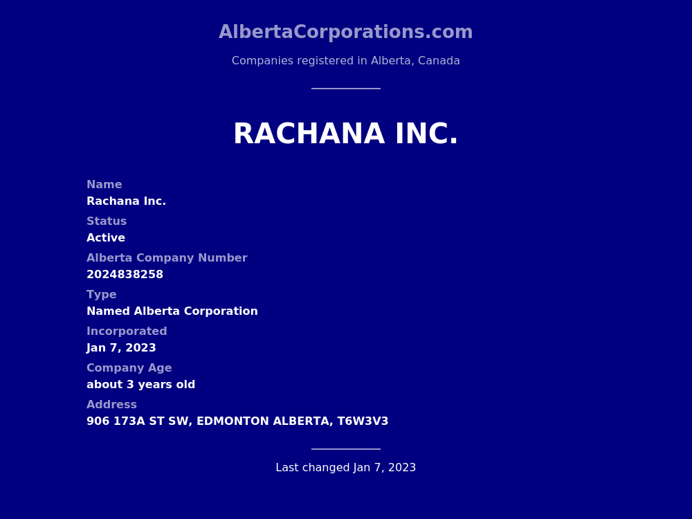 Rachana Inc. | Edmonton | Alberta