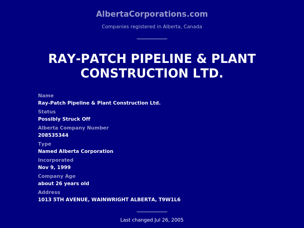 Ray-Patch Pipeline & Plant Construction Ltd. | Alberta