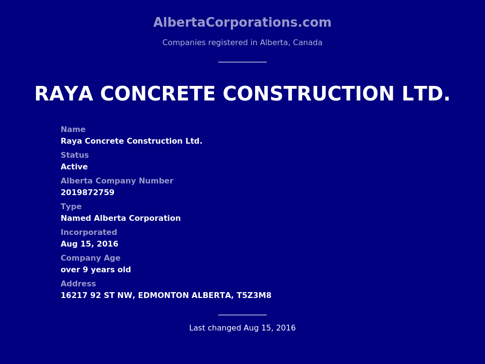 Raya Concrete Construction Ltd. | Edmonton | Alberta
