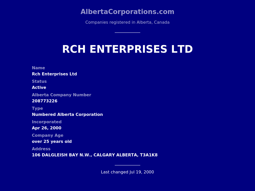 Rch Enterprises Ltd | Calgary | Alberta