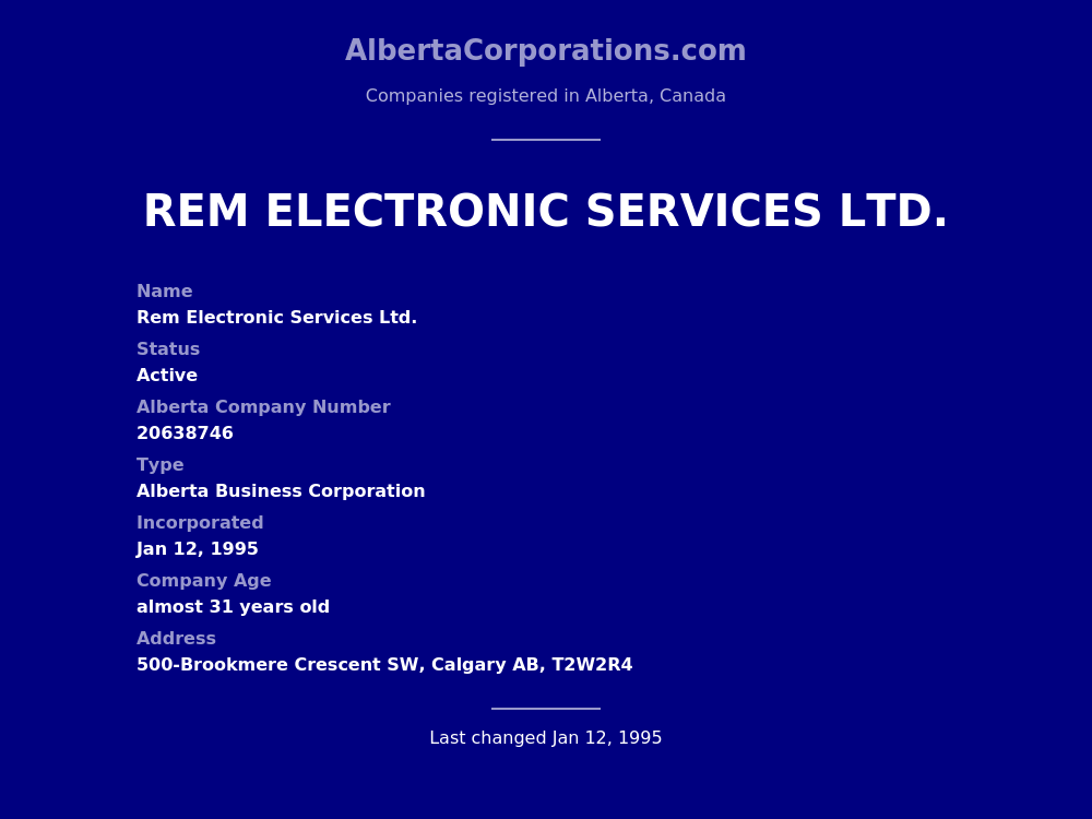Rem Electronic Services Ltd. | Calgary | Alberta