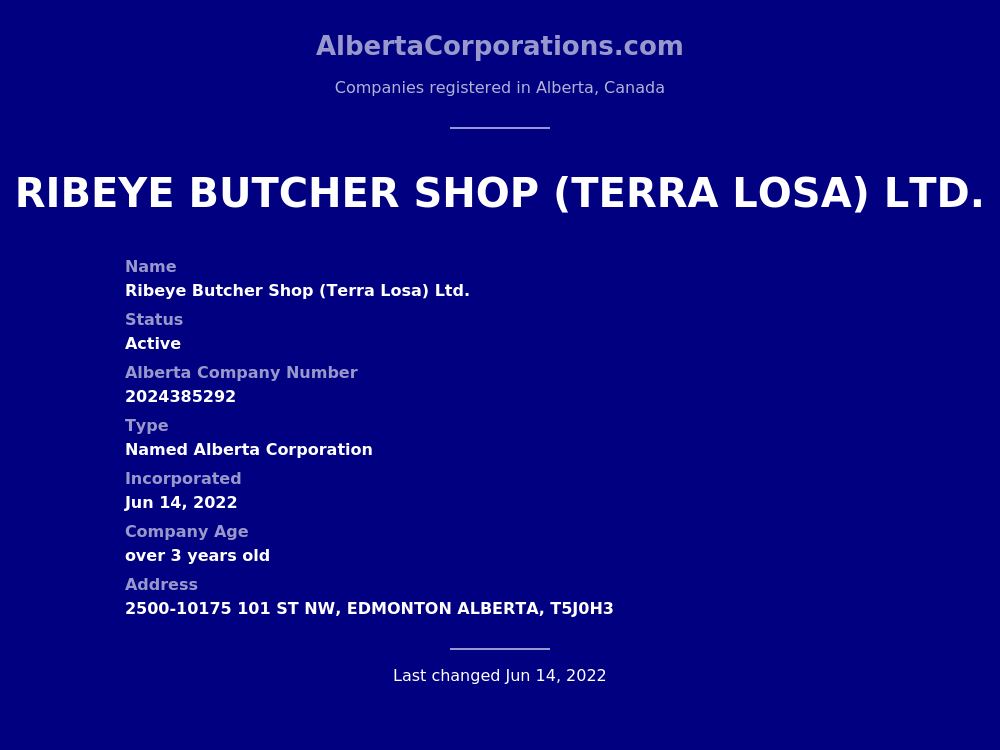 Ribeye Butcher Shop (Terra Losa) Ltd. | Edmonton | Alberta