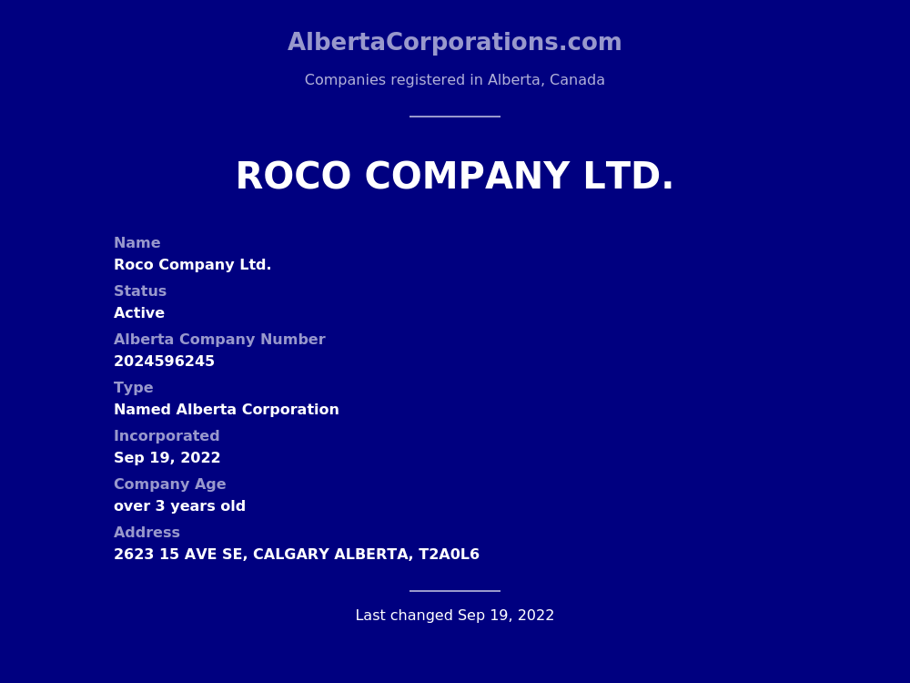 Roco Company Ltd. | Calgary | Alberta