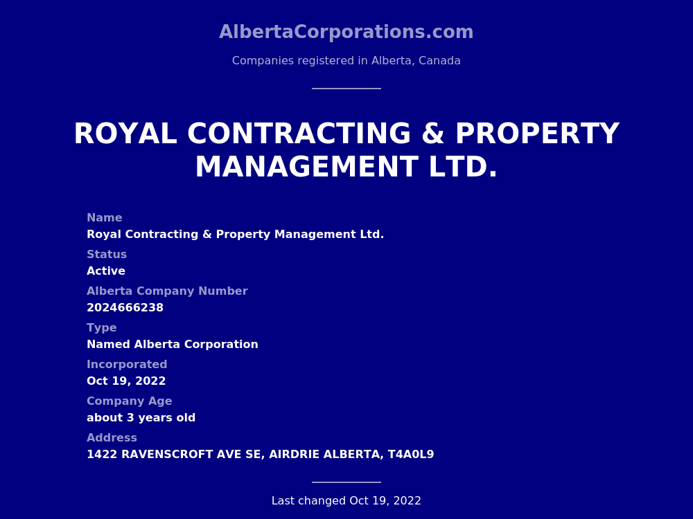 Royal Contracting & Property Management Ltd. | Alberta