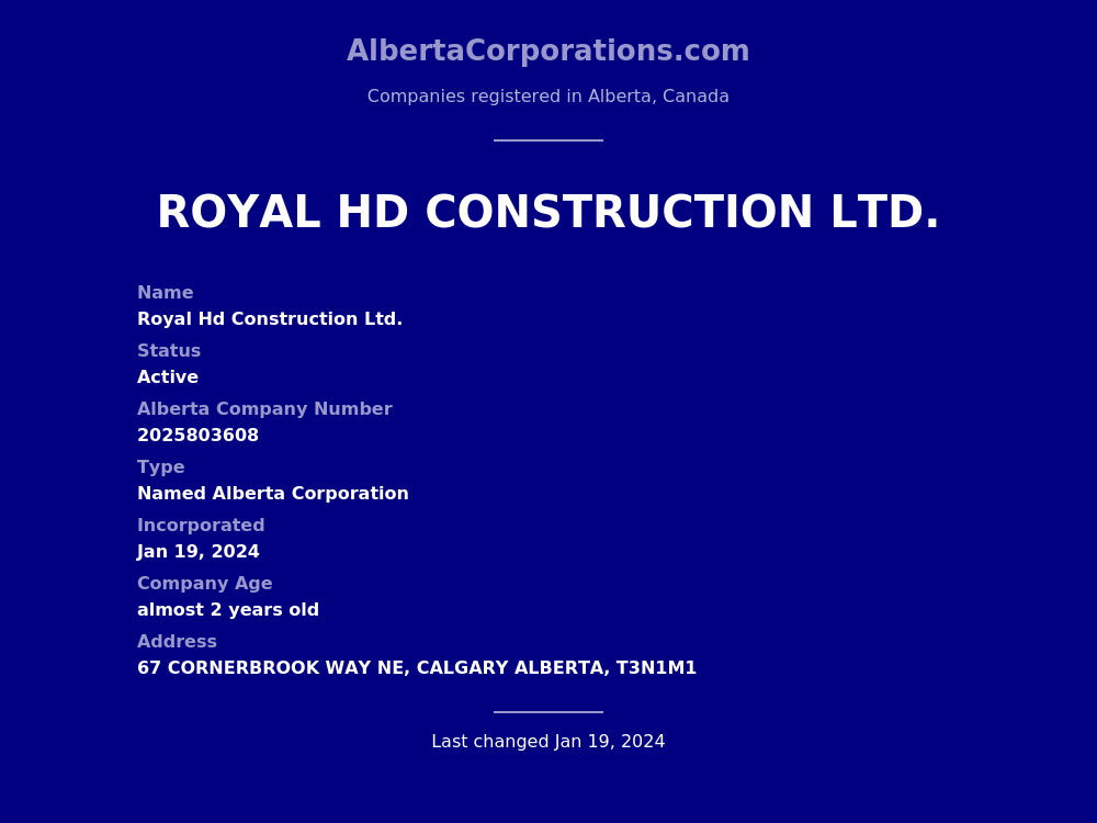 Royal Hd Construction Ltd. | Calgary | Alberta
