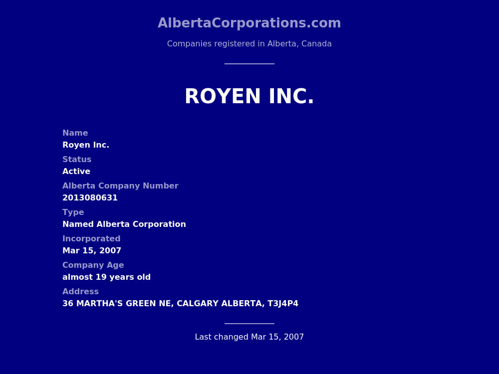 Royen Inc. | Calgary | Alberta