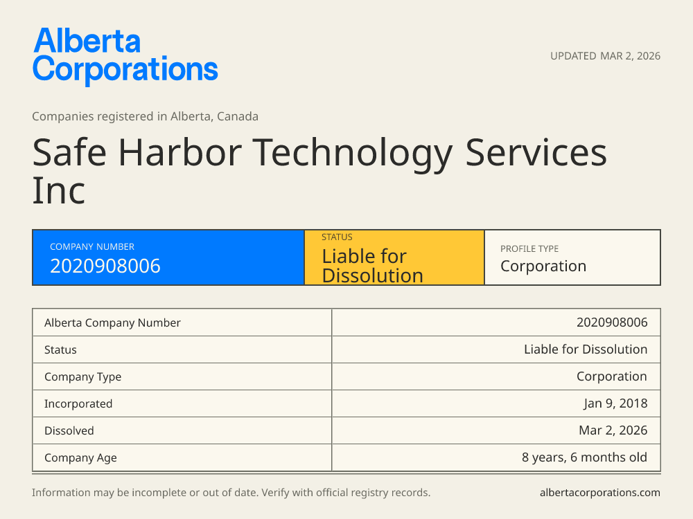 Safe Harbor Technology Services Inc. | Calgary | Alberta