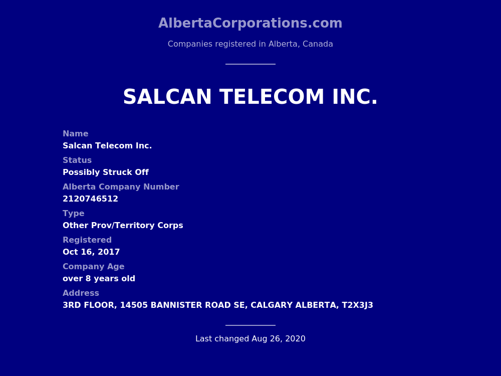 Salcan Telecom Inc. | Calgary | Alberta