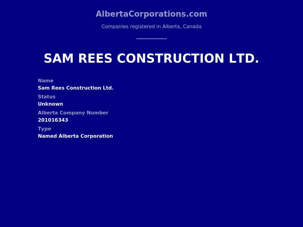 Sam Rees Construction Ltd. | Alberta